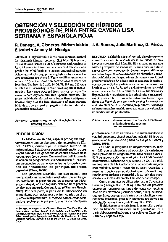 (PDF) OBTENCIÓN Y SELEC~CIÓN DE H~BRIDOS PROMlSORlOS DE-PINA ENTRE ...