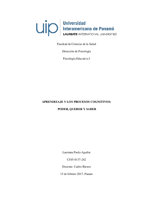 (DOC) El Aprendizaje: Poder, querer y saber