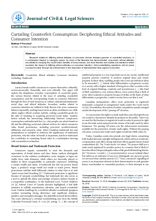 (PDF) Curtailing Counterfeit Consumption: Deciphering Ethical Attitudes ...