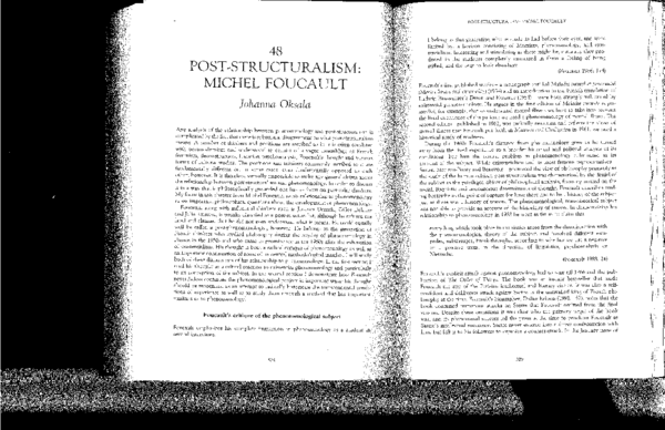 (PDF) Post-Structuralism: Michel Foucault