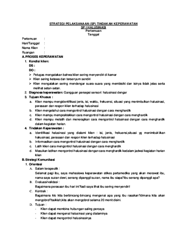 (DOC) STRATEGI PELAKSANAAN HALUSINASI.docx