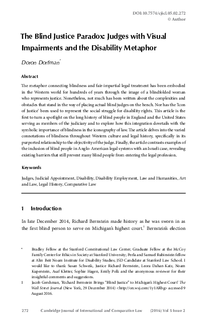 (PDF) The Blind Justice Paradox: Judges with Visual Impairments and the ...