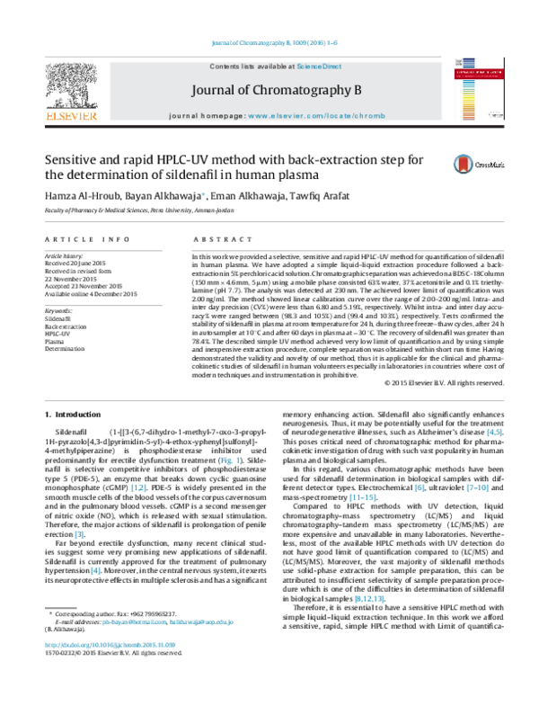 (PDF) Sensitive and rapid HPLC-UV method with back-extraction step for ...