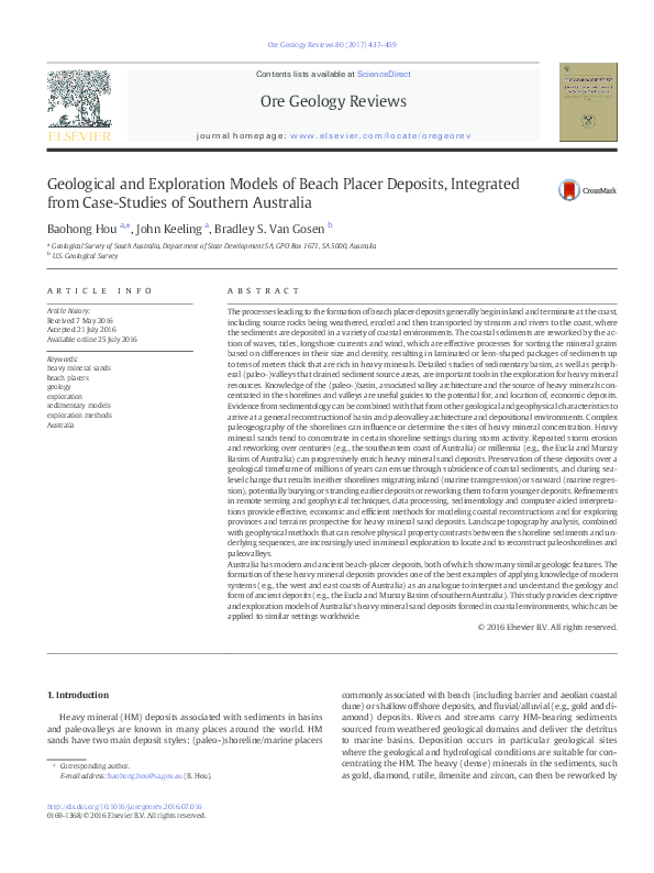 (PDF) Geological and Exploration Models of Beach Placer Deposits ...