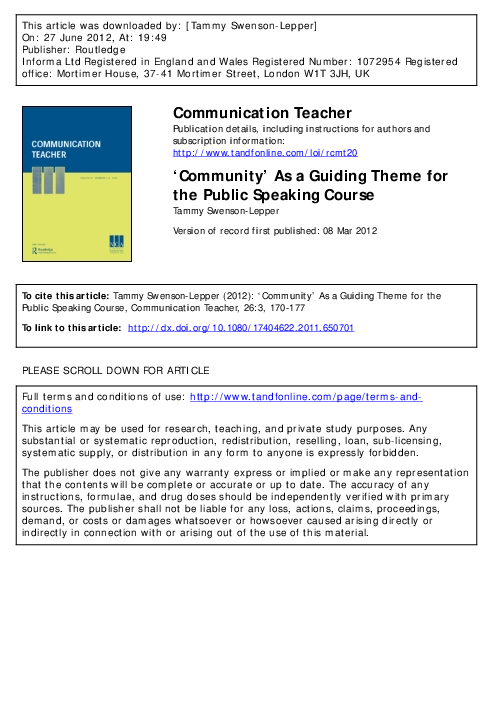 (PDF) Communication Teacher 'Community' As a Guiding Theme for the ...