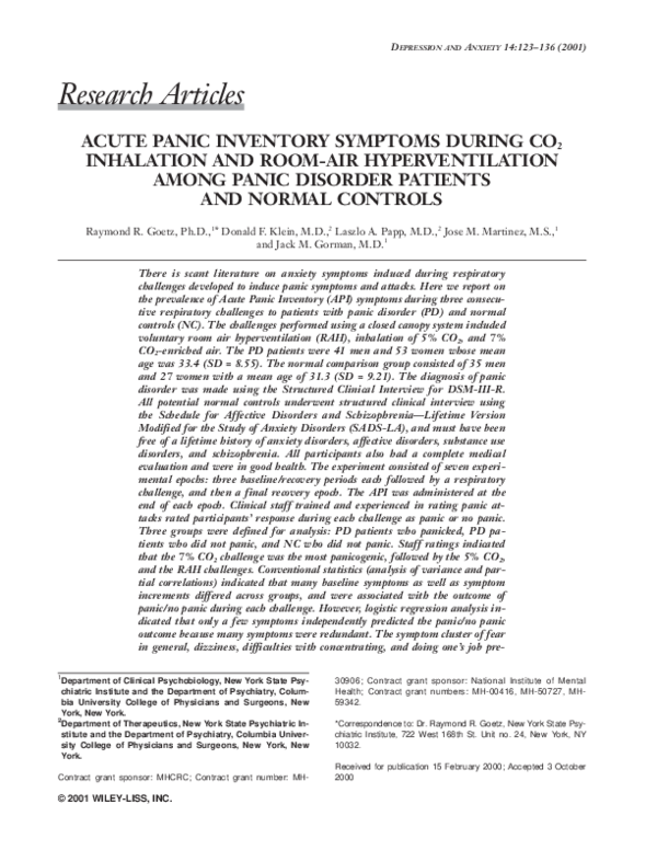 (PDF) Acute panic inventory symptoms during CO2 inhalation and room-air ...