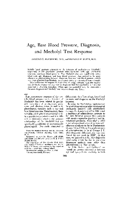 (PDF) Age, Base Blood Pressure, Diagnosis, and Mecholyl Test Response