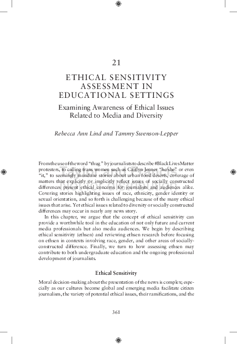 (PDF) Ethical Sensitivity Assessment in Educational Settings: Examining Awareness of Ethical ...