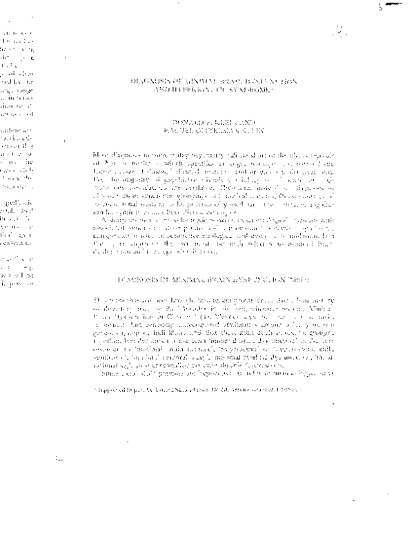 (PDF) Diagnosis of minimal brain dysfunction and hyperkinetic syndrome