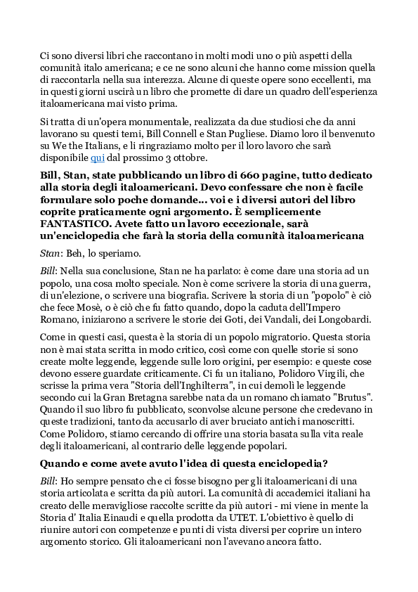 (DOC) Intervista con Stan Pugliese e Bill Connell