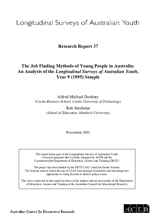 (PDF) The Job Finding Methods of Young People in Australia: An Analysis ...