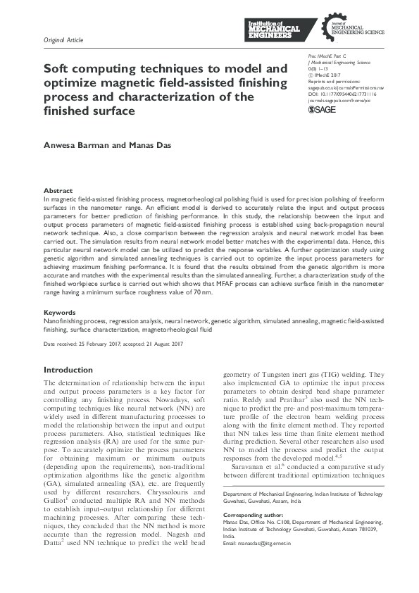 (PDF) Soft computing techniques to model and optimize magnetic field-assisted finishing process ...