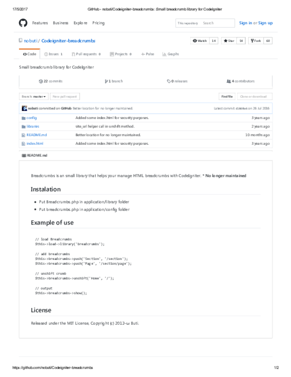 (PDF) Small breadcrumb library for CodeIgniter | Akun satu - Academia.edu