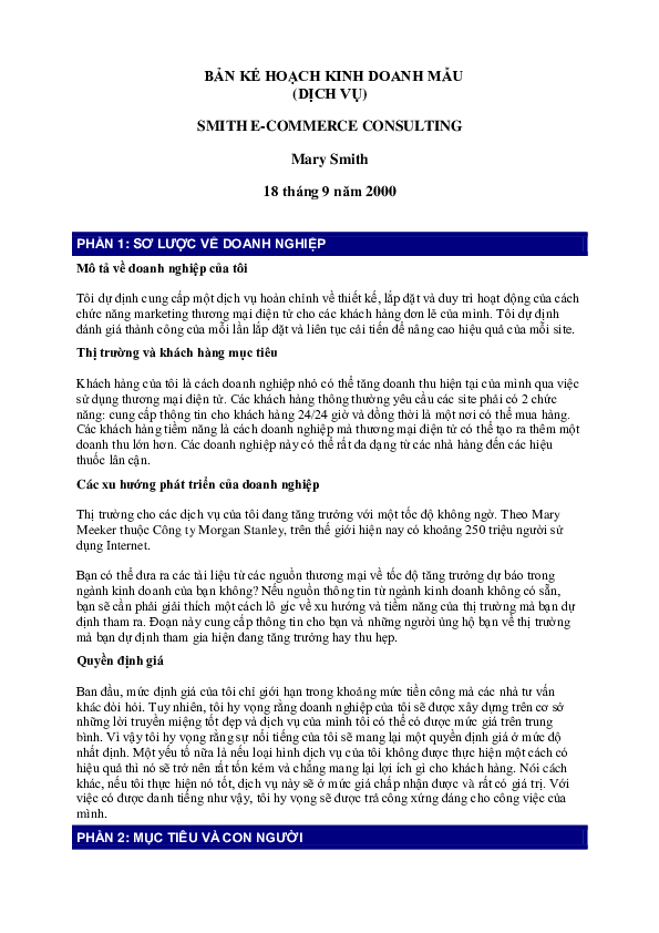 (PDF) Business Plan Sample