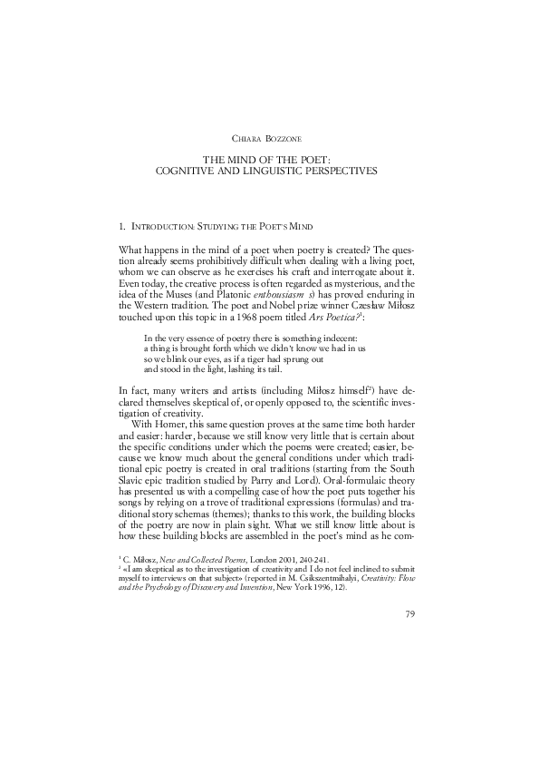 (PDF) The Mind of the Poet: Cognitive and Linguistic Perspectives