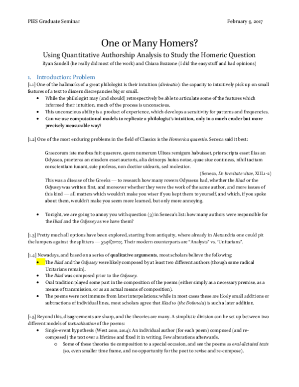 (PDF) One or Many Homers? Using Quantitative Authorship Analysis to ...