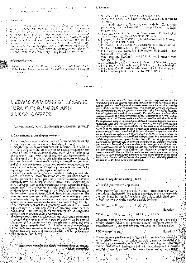 (PDF) Enzyme catalysis of ceramic forming: Alumina and silicon carbide