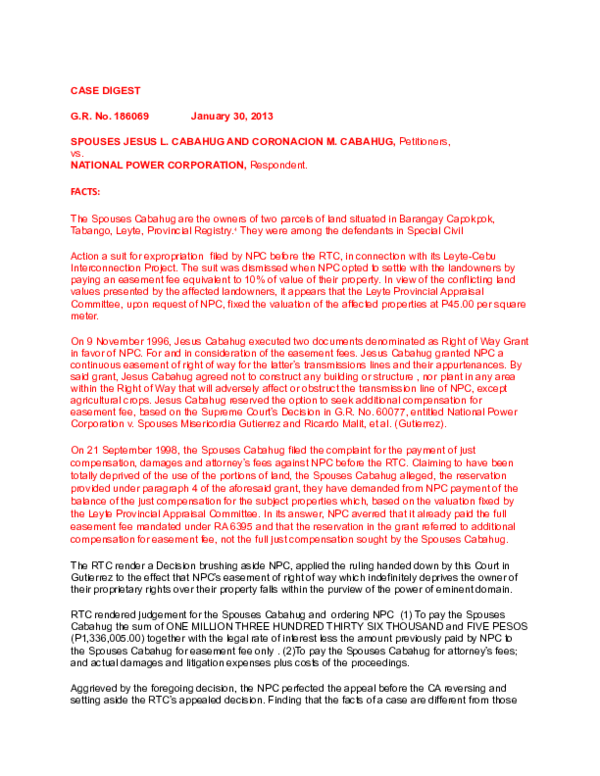 (DOC) Case Digest civil law Cabahug vs NPC ruling
