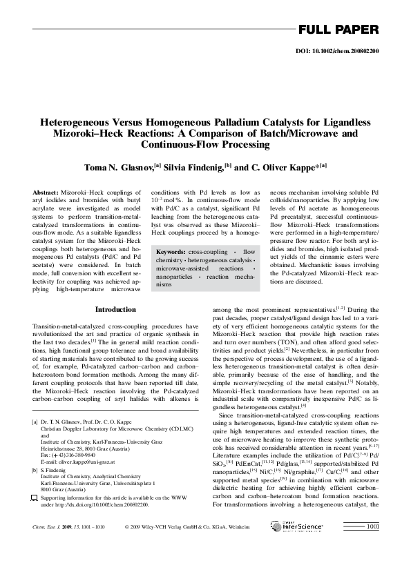 (PDF) Heterogeneous Versus Homogeneous Palladium Catalysts for ...