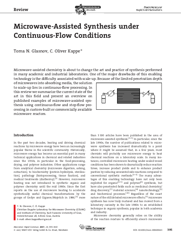 (PDF) Microwave-Assisted Synthesis under Continuous-Flow Conditions