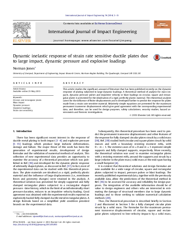 (PDF) Dynamic inelastic response of strain rate sensitive ductile ...
