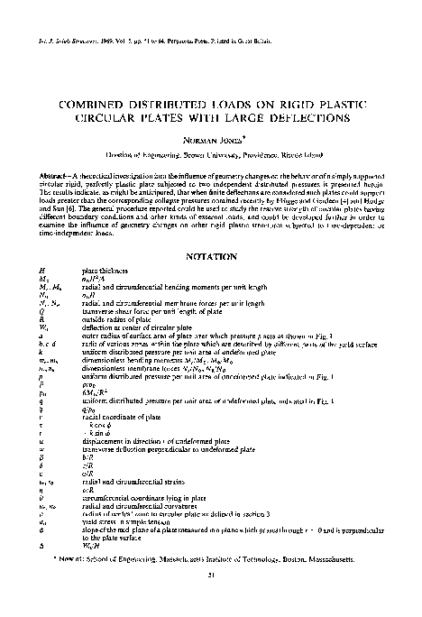 (PDF) Combined distributed loads on rigid-plastic circular plates with ...