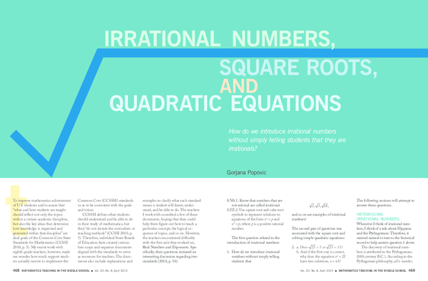 (PDF) Irrational Numbers, Square Roots, and Quadratic Equations