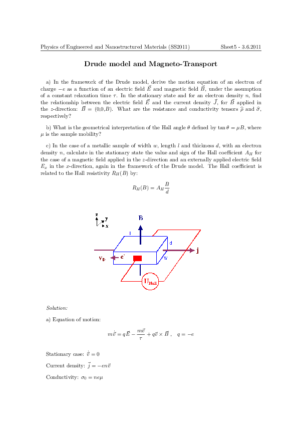 (PDF) Drude model and Magneto-Transport