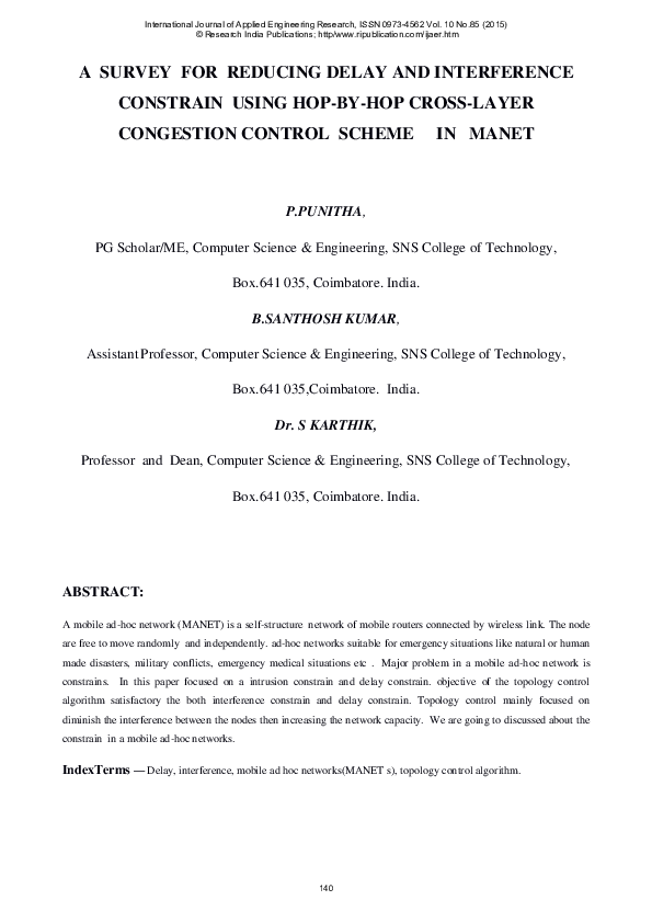 Pdf A Survey For Reducing Delay And Interference Constrain Using Hop By Hop Cross Layer