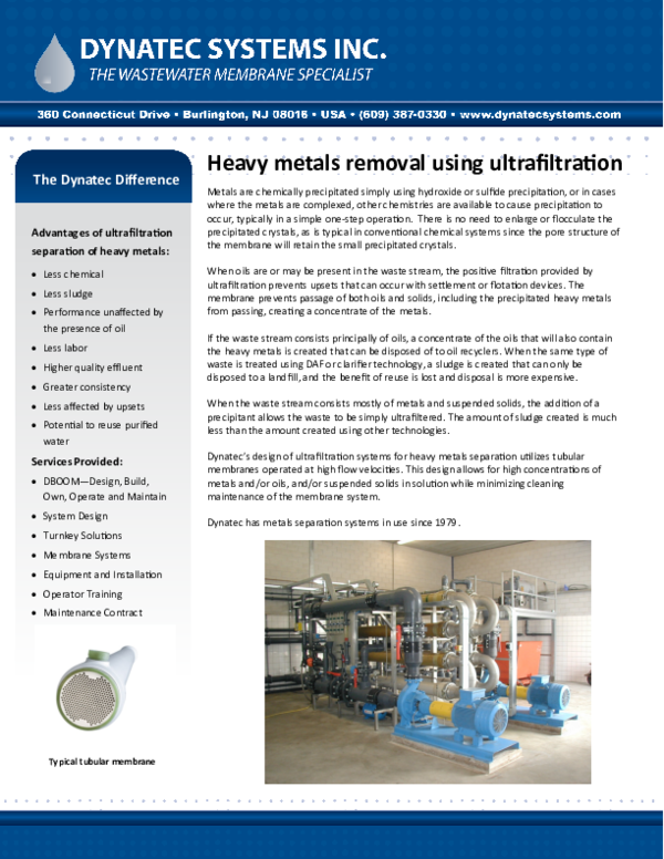 (PDF) Heavy metals removal using ultrafiltration
