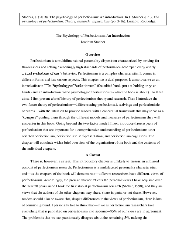 (PDF) The psychology of perfectionism: An introduction [2018]
