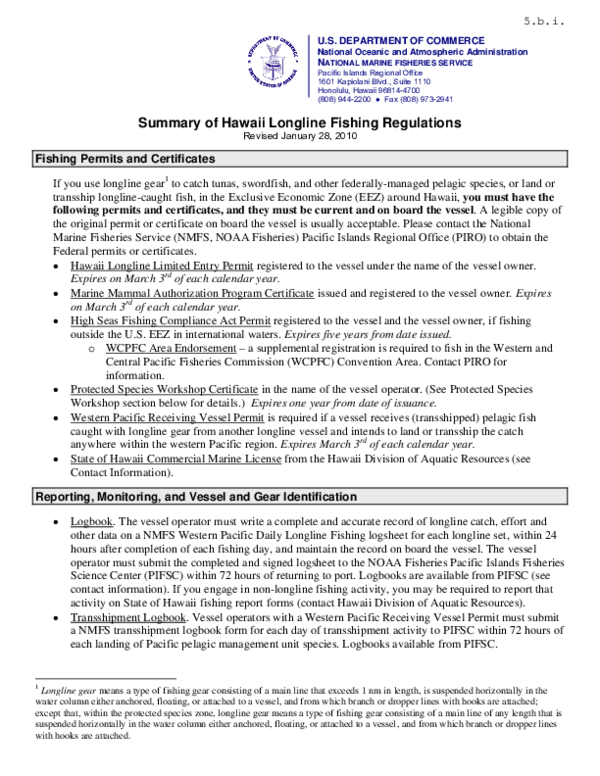 (PDF) Summary of Hawaii Longline Fishing Regulations Fishing Permits ...