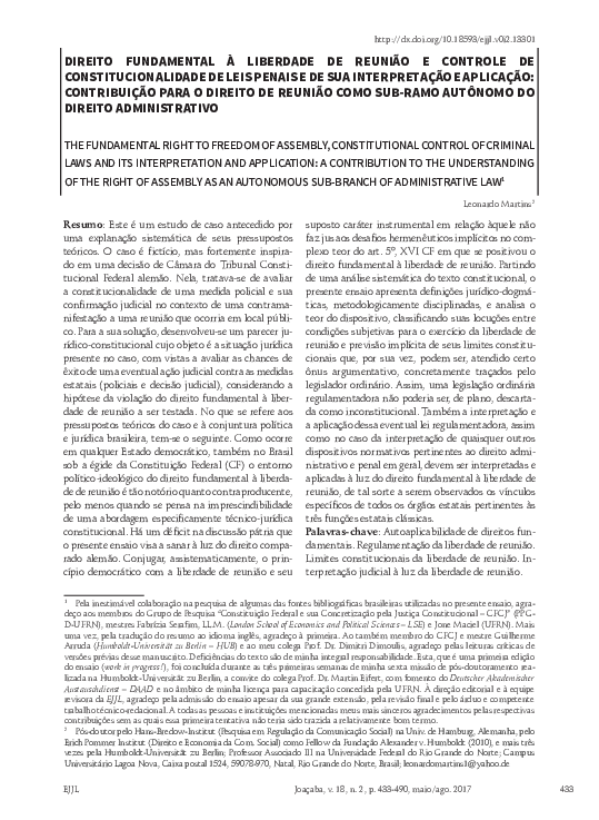 (PDF) The fundamental right to freedom of assembly, constitutional ...