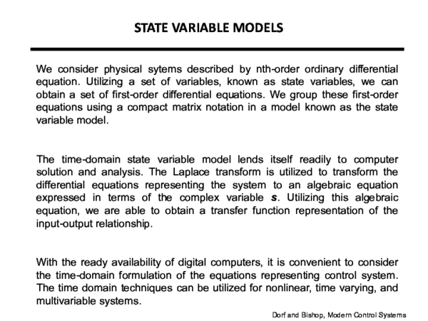 (PPT) Chapter 3 State Variable Models