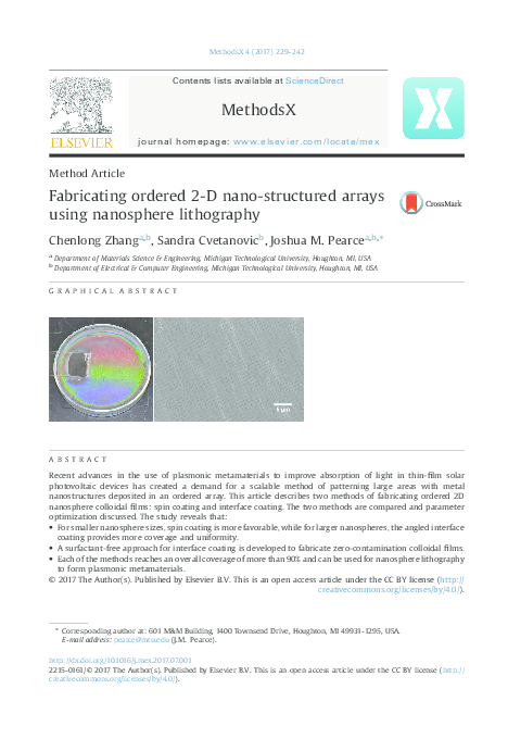 Pdf Fabricating Ordered 2 D Nano Structured Arrays Using Nanosphere
