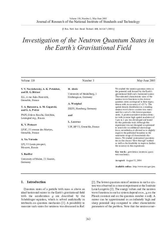 (PDF) Investigation of the neutron quantum states in the Earth's ...