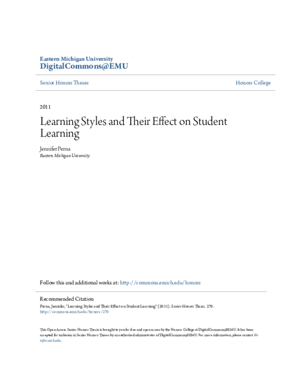 (PDF) Learning Styles and Their Effect on Student Learning