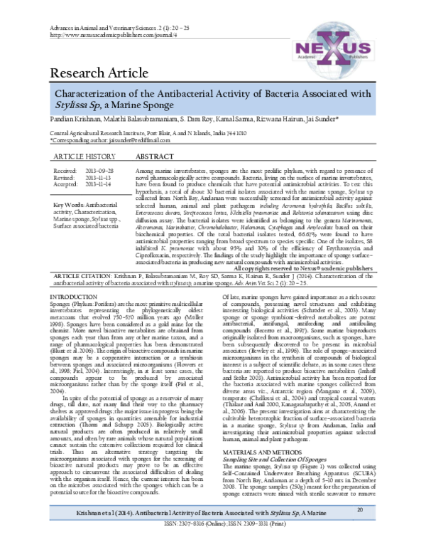 (PDF) Krishnan et al (2014). Antibacterial Activity of Bacteria ...
