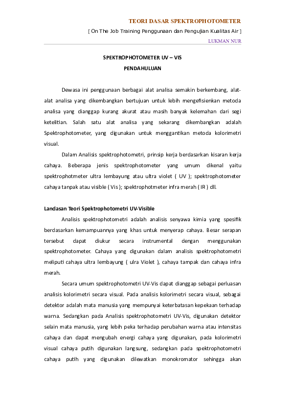 (DOC) SPEKTROPHOTOMETER UV – VIS