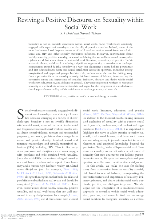 (PDF) Reviving a Positive Discourse on Sexuality within Social Work ...