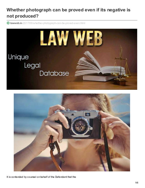 (PDF) Whether photograph can be proved even if its negative is not produced