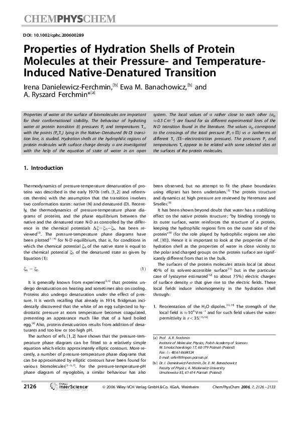 (PDF) Properties of Hydration Shells of Protein Molecules at their ...