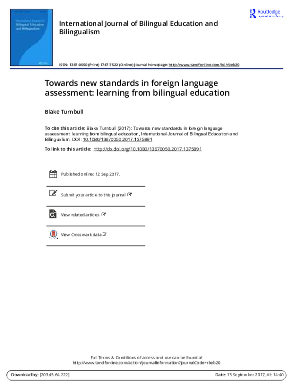 (PDF) Towards new standards in foreign language assessment: Learning ...