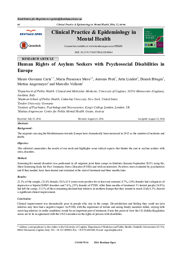 (PDF) Human Rights of Asylum Seekers with Psychosocial Disabilities in ...