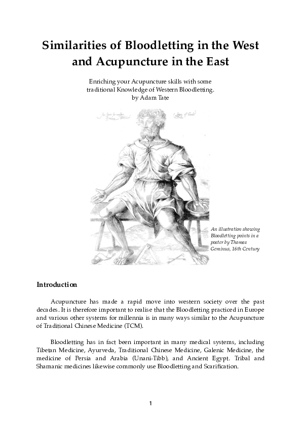 BLOODLETTING & ACUPUNCTURE