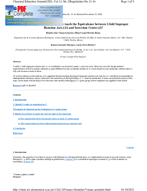 (PDF) A Topic on Symmetry: Should we teach the Equivalence between 2 ...