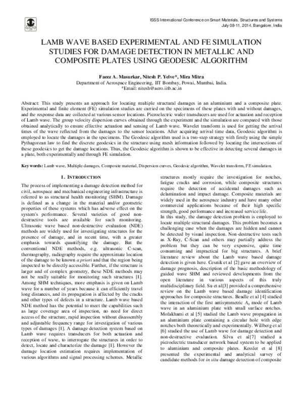 (PDF) LAMB WAVE BASED EXPERIMENTAL AND FE SIMULATION STUDIES FOR DAMAGE DETECTION IN METALLIC ...