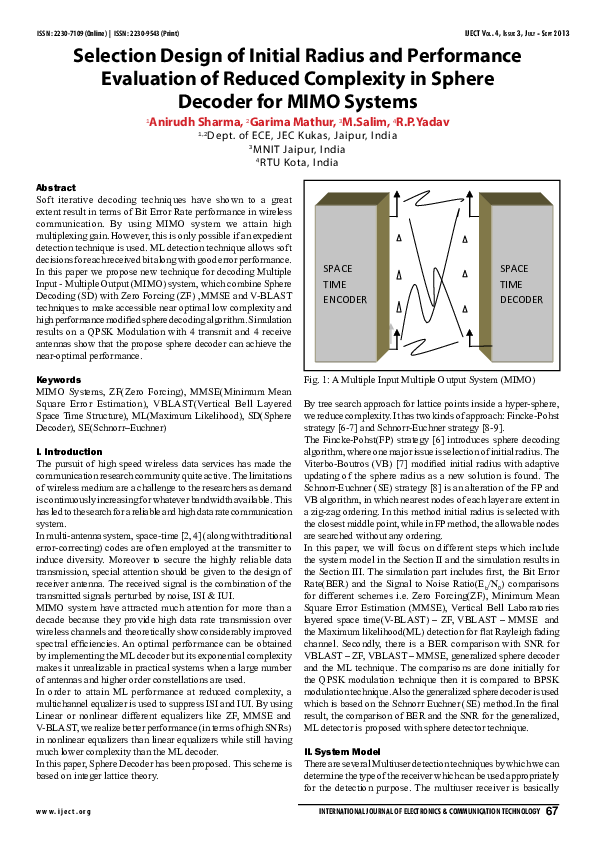 Pdf Selection Design Of Initial Radius And Performance Evaluation Of Reduced Complexity In