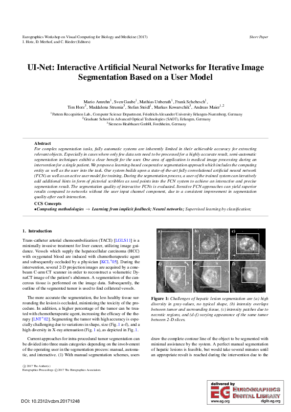 (PDF) UI-Net: Interactive Artificial Neural Networks for Iterative Image Segmentation Based on a ...