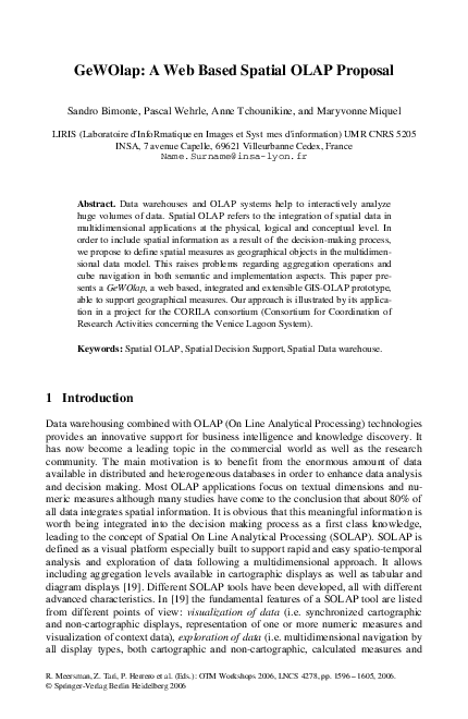 (PDF) GeWOlap: A Web Based Spatial OLAP Proposal